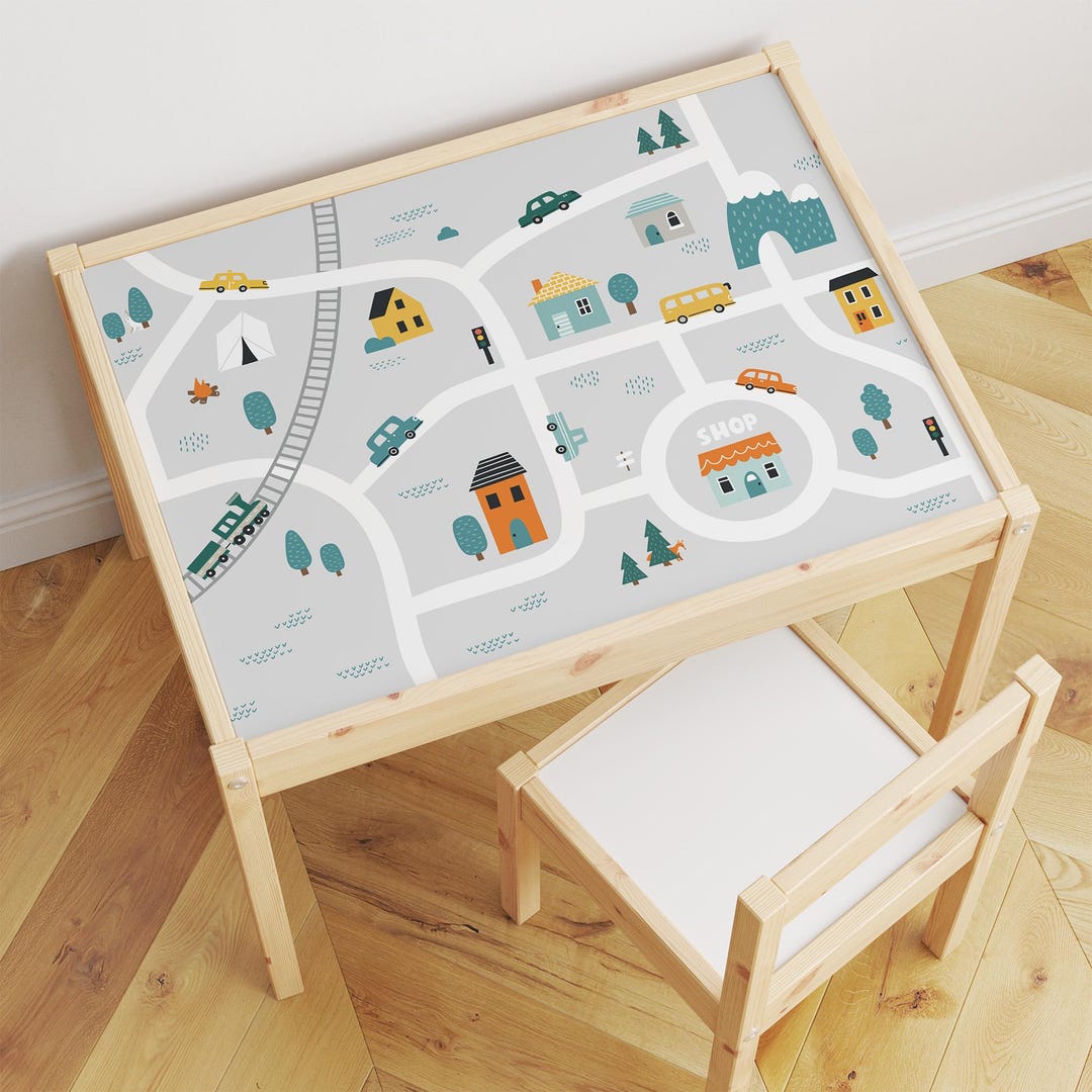 Modern City Road Map Sticker for IKEA Latt Table, Kids Furniture Decal ...