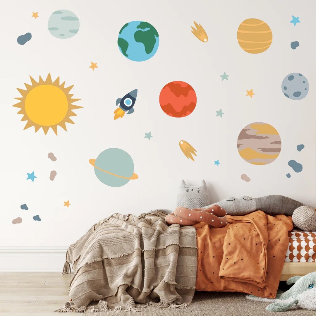 Big Planets Wall Decal, Space Wall Decal, Nursery Wall Decal, Astronaut ...