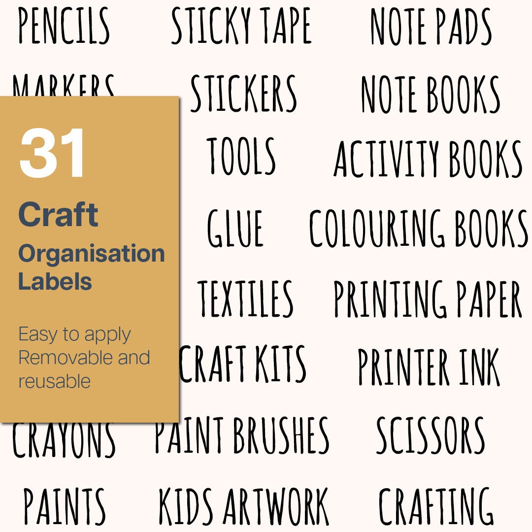 Kids Craft Organization Labels, Organization Stickers, Clear Craft ...