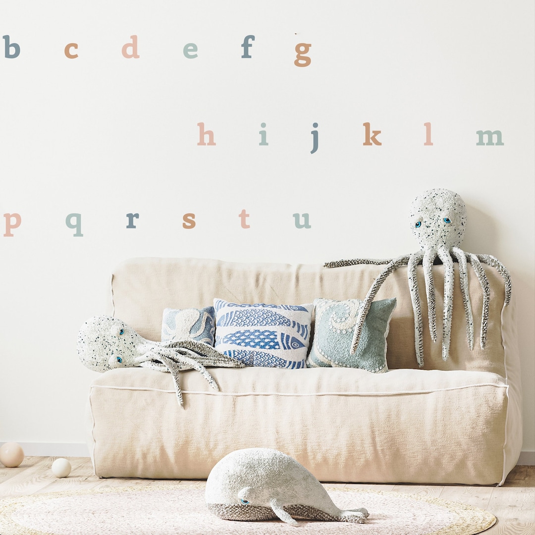 Cute Pastel Alphabet Wall Decals With Lowercase Letters, Boho Kids ABC ...