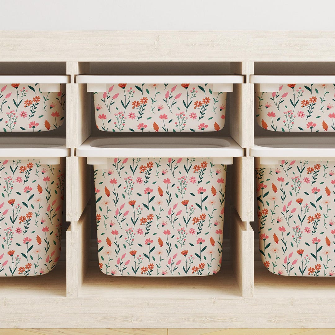 Trofast Wraps, Floral Nursery Decor, Toy Storage Stickers, Cute Toy Bin ...