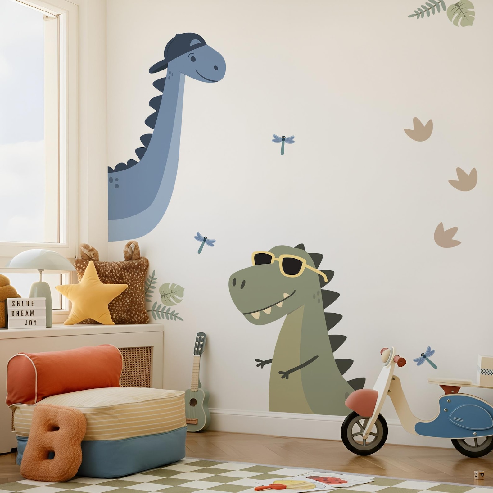 Dino Dudes Wall Decal Set ~ Cute Dinosaur Wall Stickers for Nursery or ...