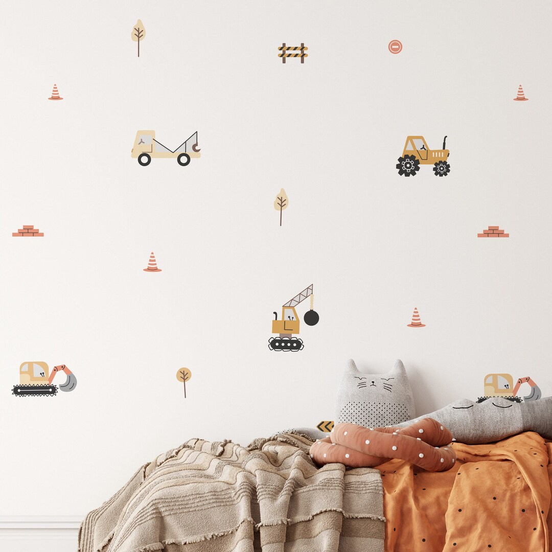 Construction Wall Decal, Truck Wall Decals, Kids Wall Decal, Toy Room ...