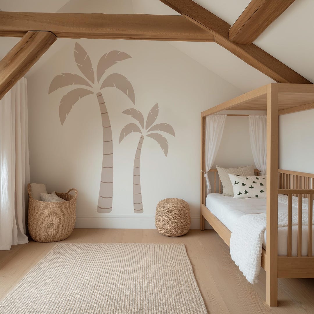 Large Palm Tree Wall Decals, Beachy Nursery Decor, Summer Wall Decal ...