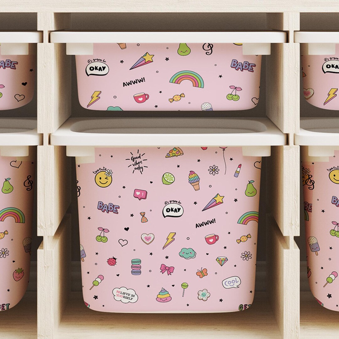 Girly Trofast Decals, IKEA Trofast Tubs Stickers, Pink Storage Tub ...