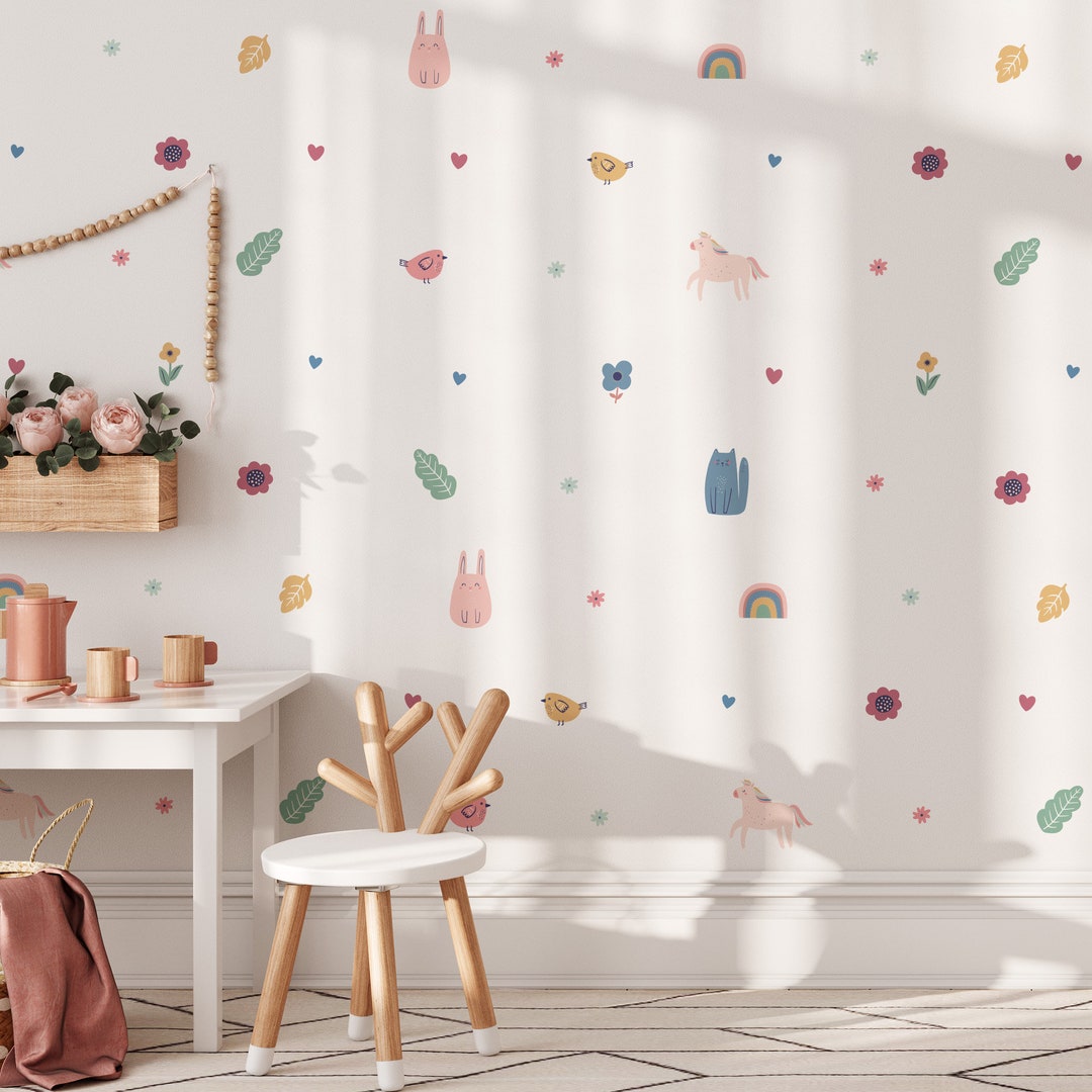 Cute Wall Decals, Cat Wall Decals, Unicorn Wall Stickers, Flowers Wall ...