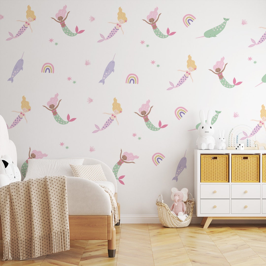 Cute Mermaids Wall Decals for Girls ~ Under the Sea Wall Stickers for ...