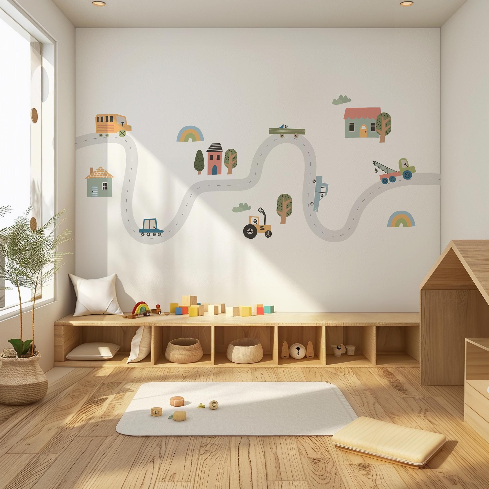 Large Road Map Wall Decals, City Road Wall Stickers, Boys Playroom ...