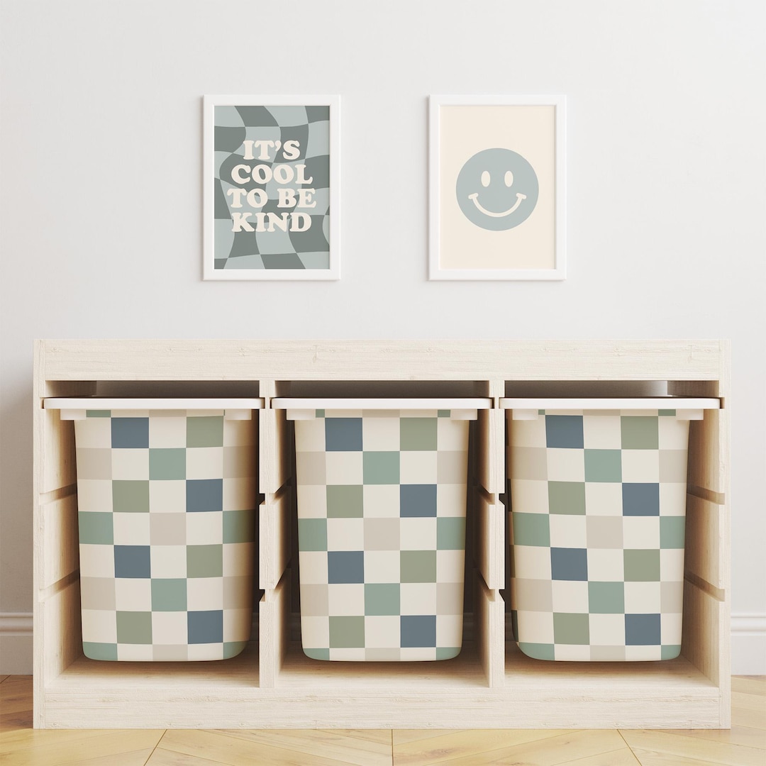 Blue Checkerboard Trofast Stickers, Boys Playroom Decor, Storage Bins ...