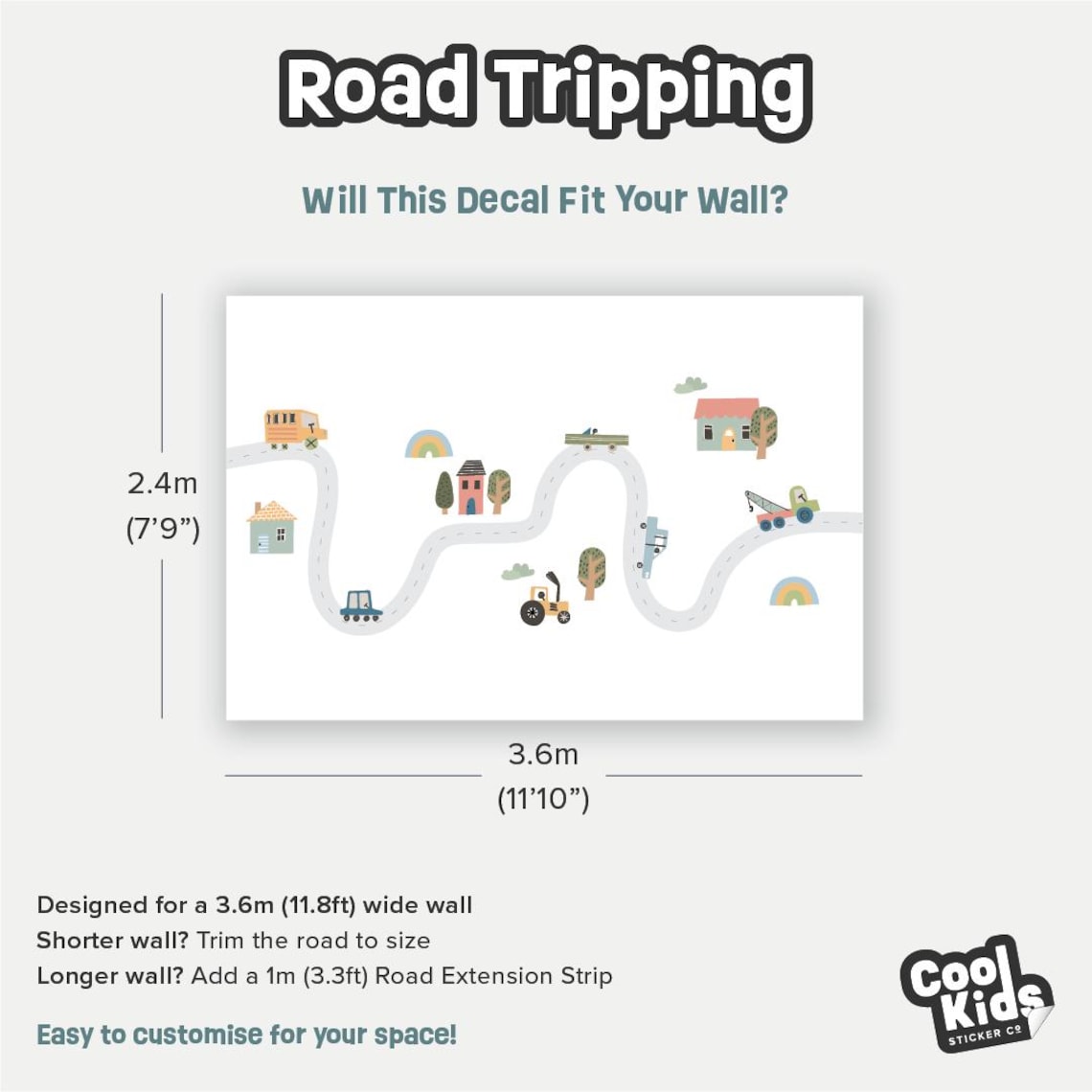 Large Road Map Wall Decals, City Road Wall Stickers, Boys Playroom ...