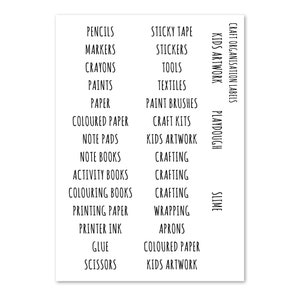 Kids Craft Organization Labels, Organization Stickers, Clear Craft ...