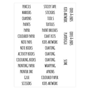 Kids Craft Organization Labels, Organization Stickers, Clear Craft ...