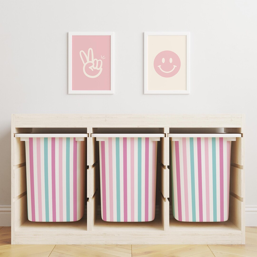 Trofast Storage Bin Wraps, Pink Stripes Sticker, Nursery Storage Decor ...