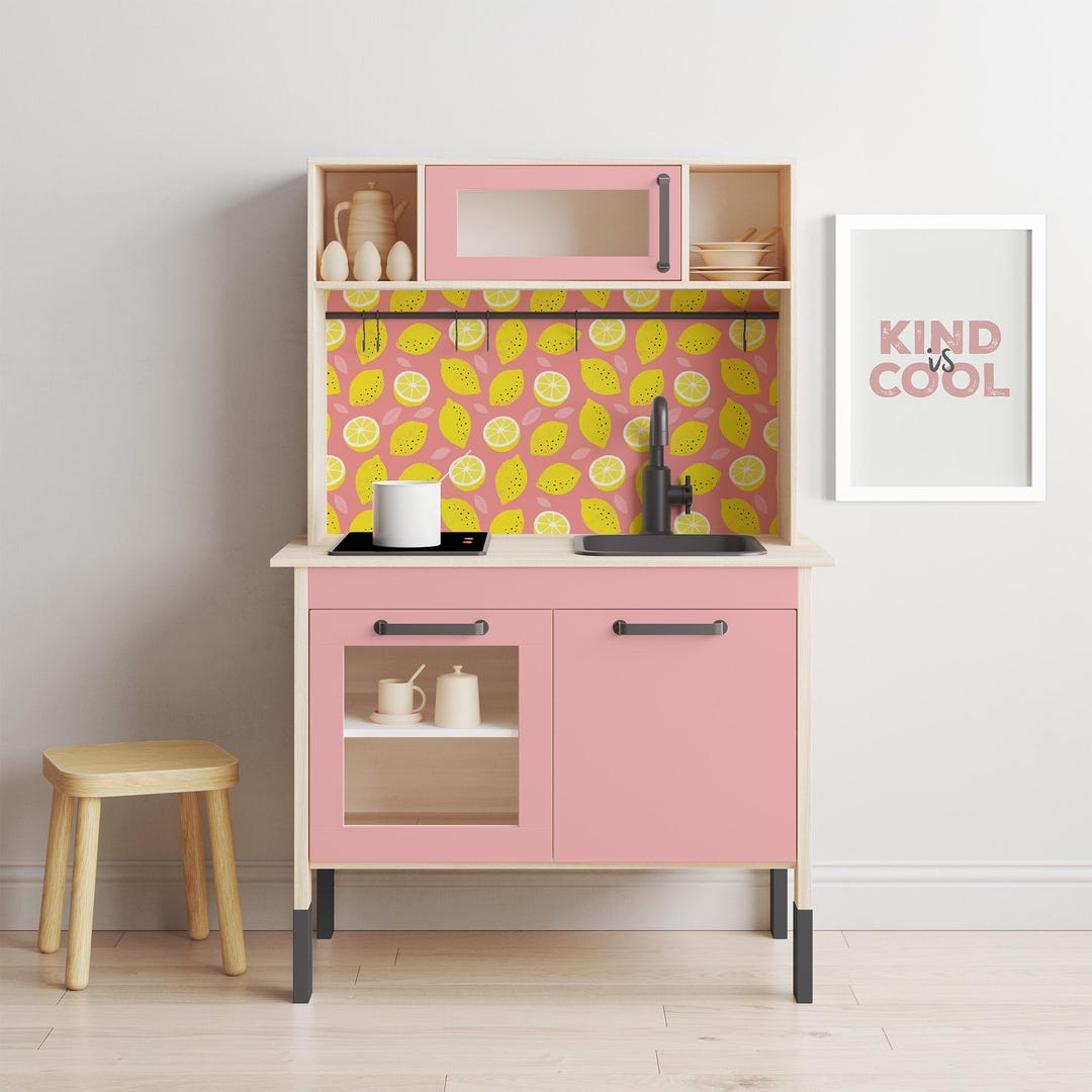Lemons IKEA Duktig Kitchen Stickers ~ Pink Kids Kitchen Decor ~ Girls ...