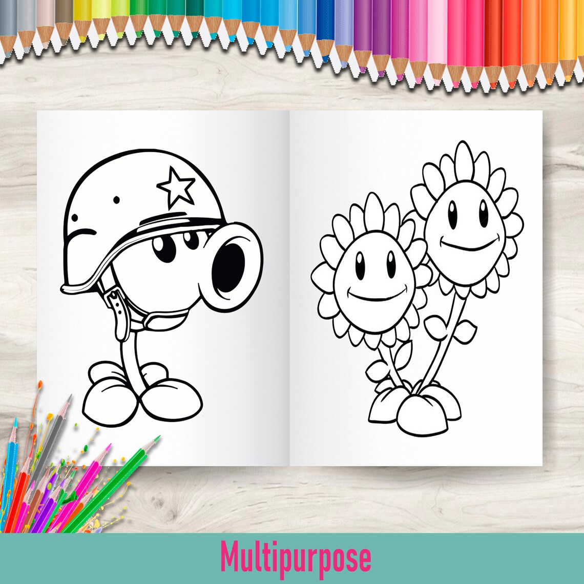Bundle Plants VS Zombies svg and Printable Colouring Book | Etsy
