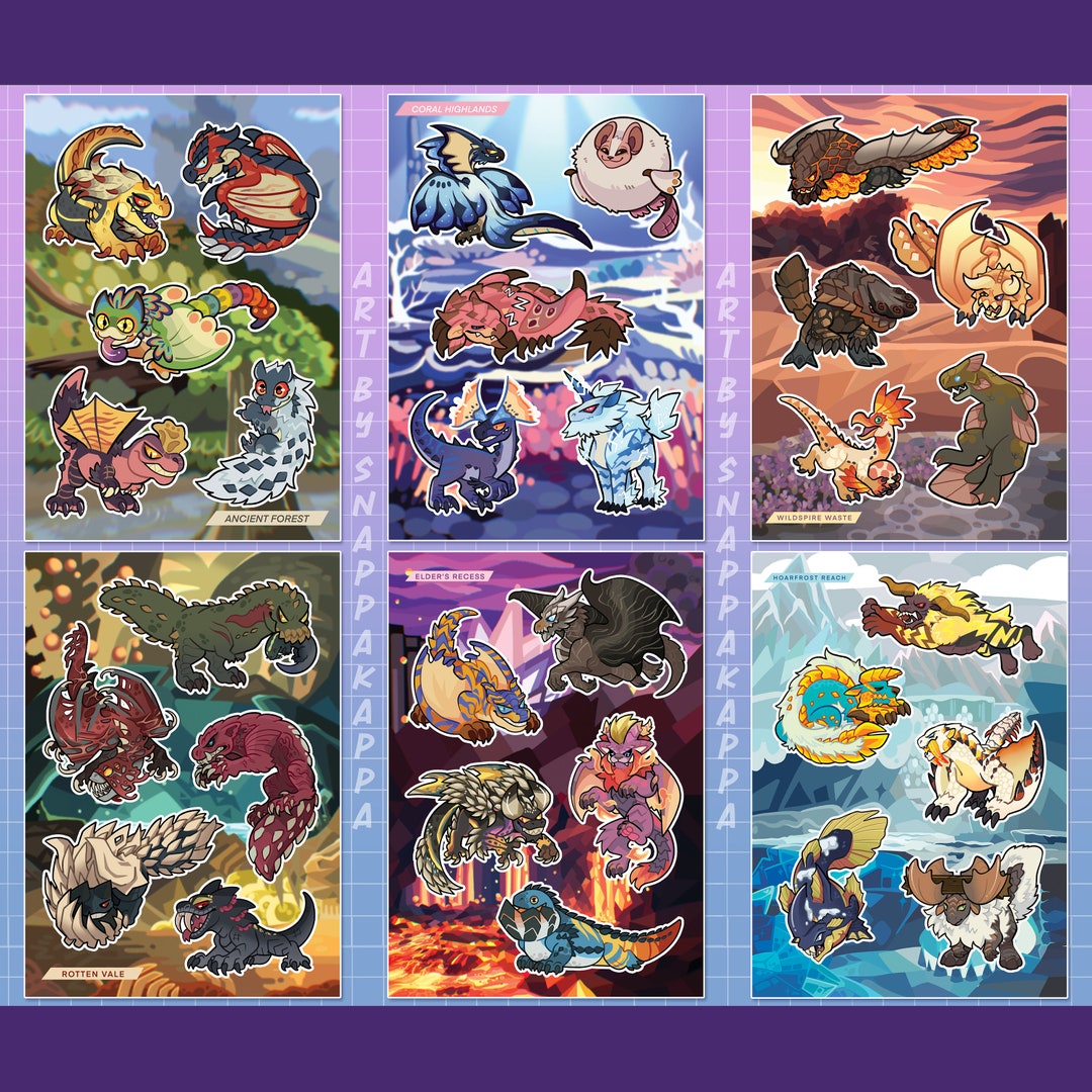 MONSTER HUNTER: World Biome Sticker Sheets - Etsy