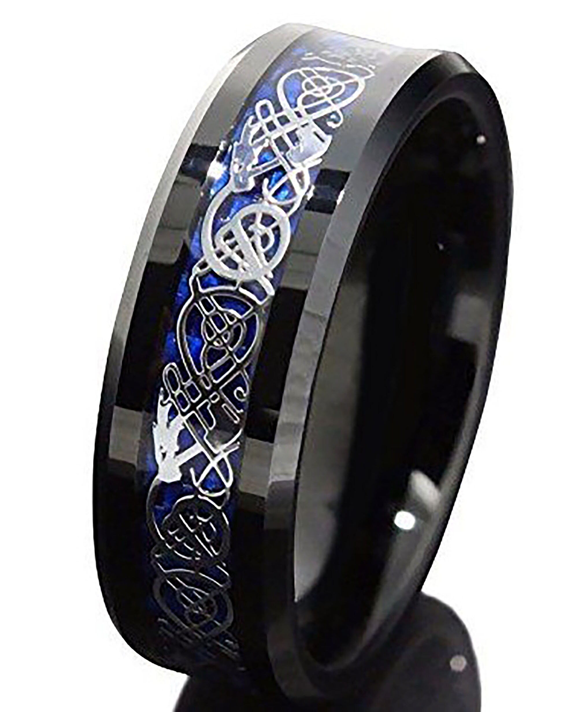 Blue Dragon Celtic Design Tungsten Ring Black Edges - Etsy