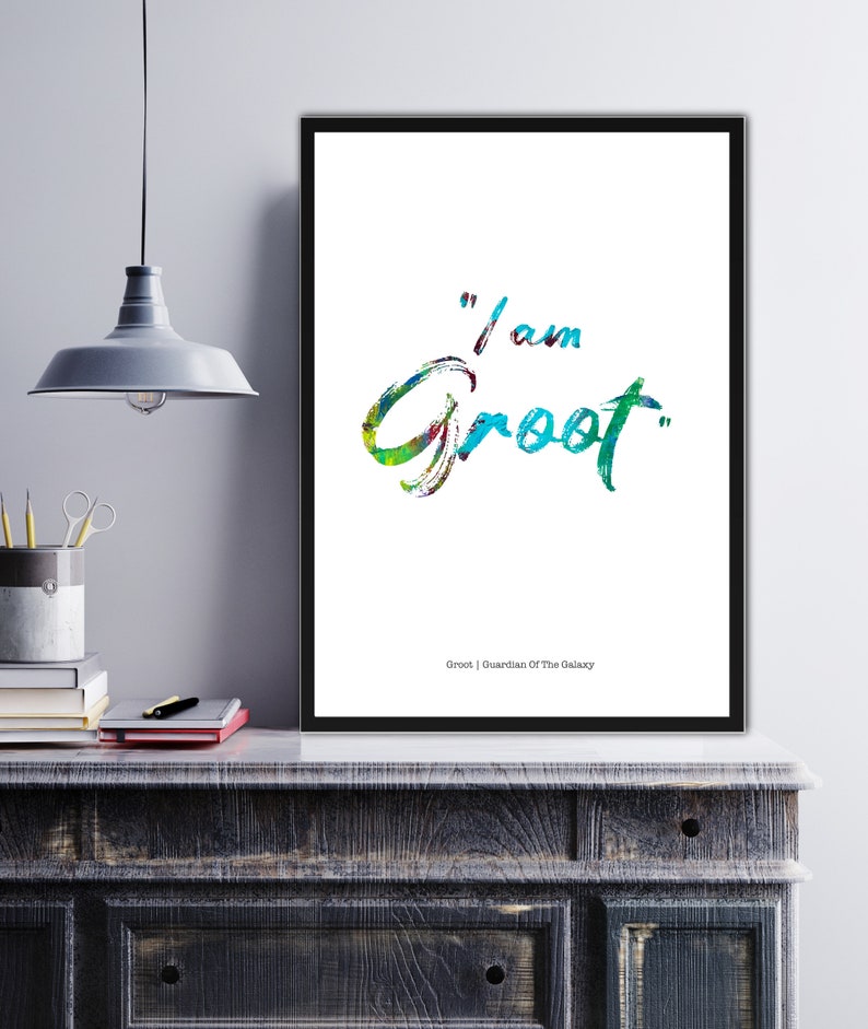 I Am Groot Quote Print, Guardians of the Galaxy Wall Art, Colourful ...