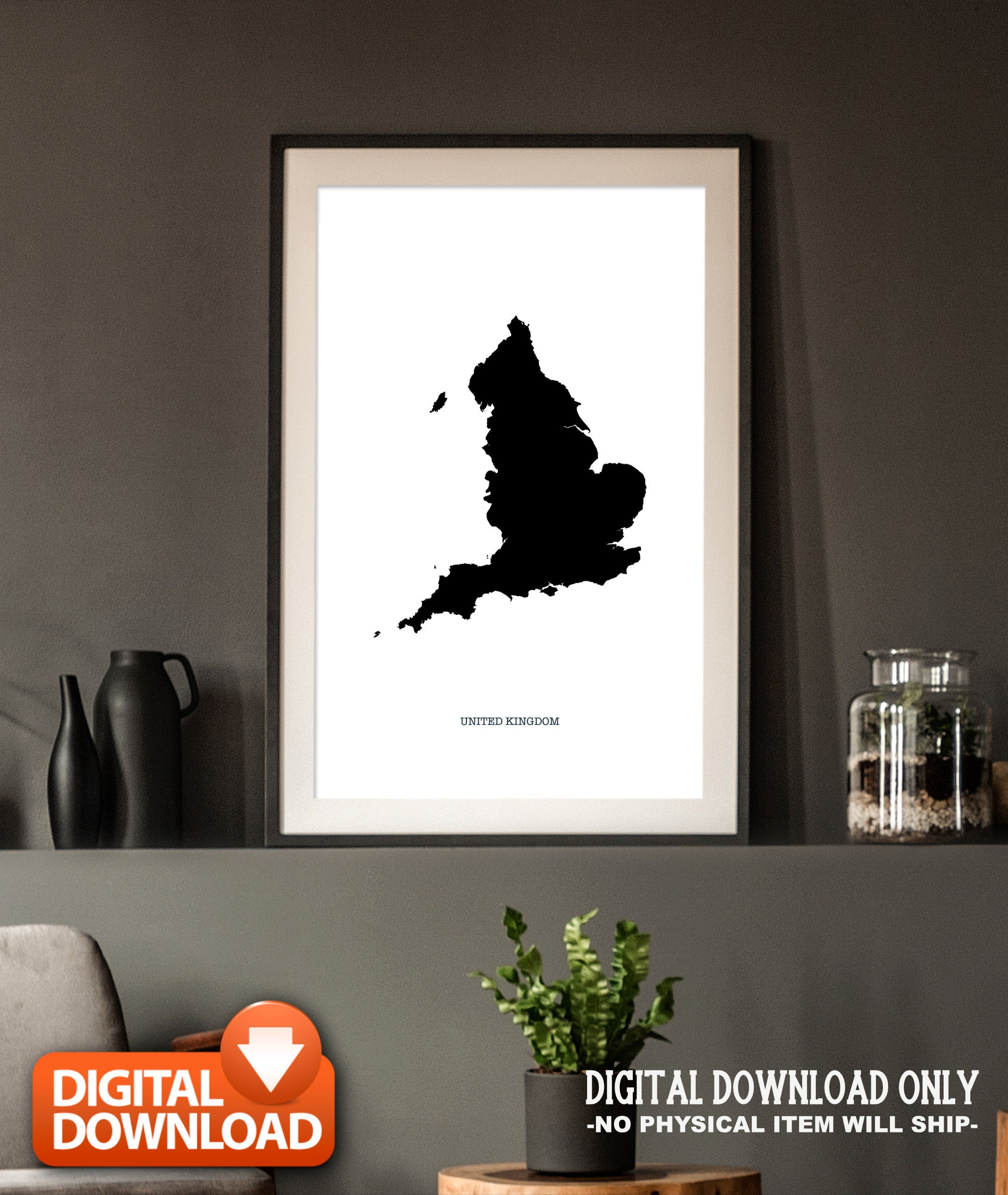 England Map Art Print Digital Download, Abstract United Kingdom Map ...