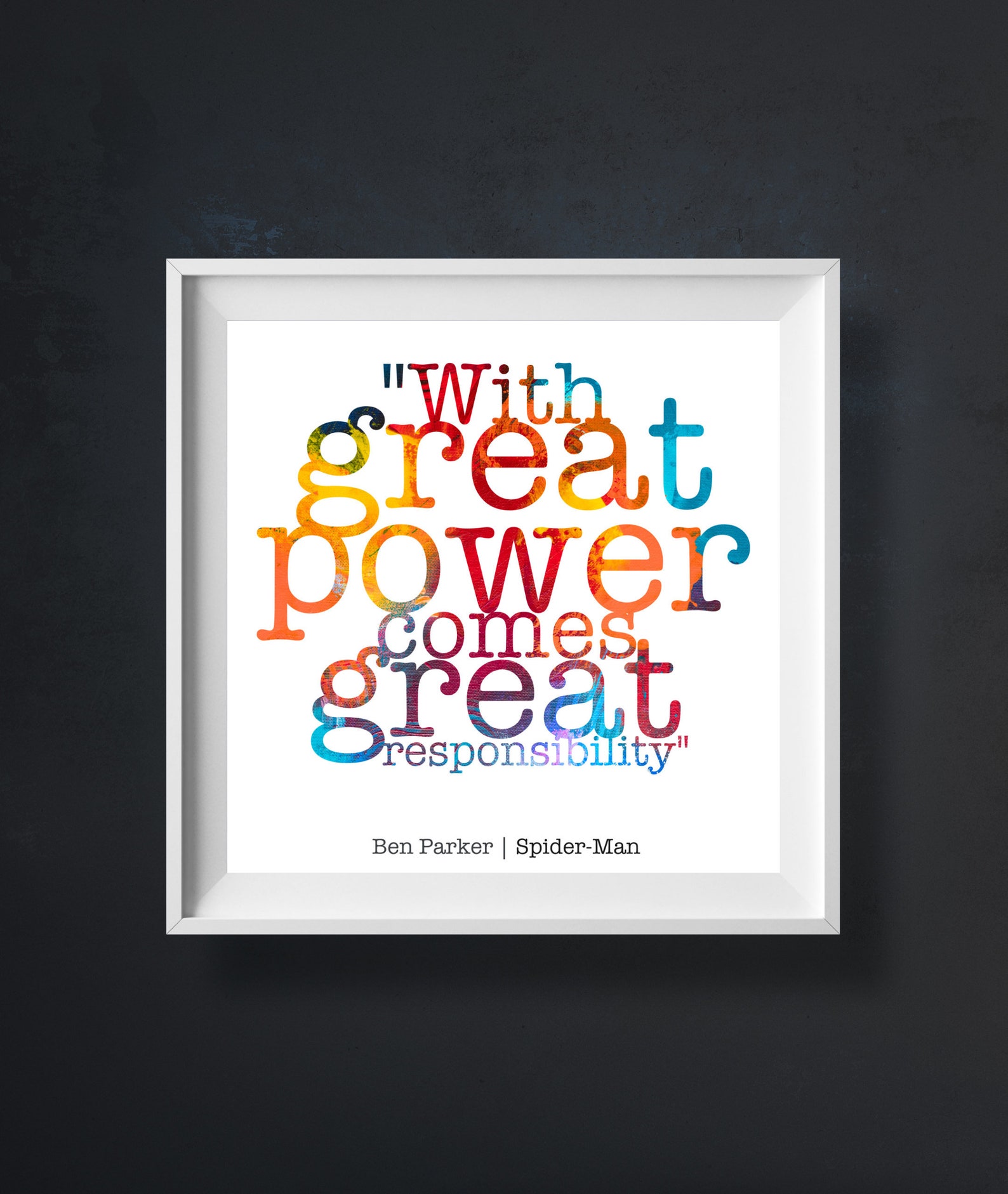 With Great Power Comes Great Responsibility Quote, Spider Man Wall ...