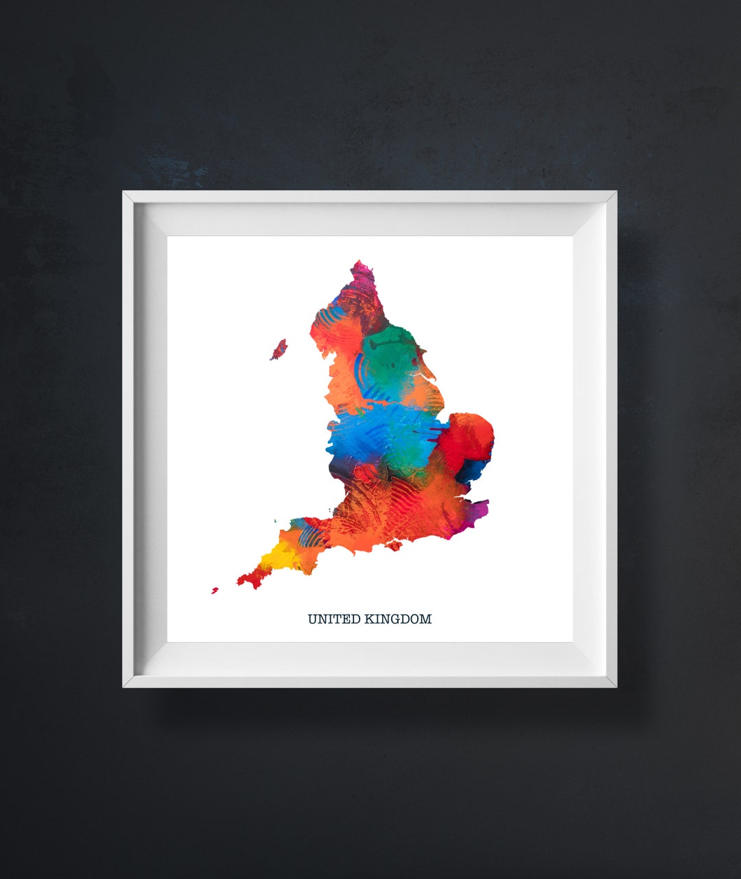 England Map Art Print – Abstract Minimalist Wall Art, Colorful UK Map ...
