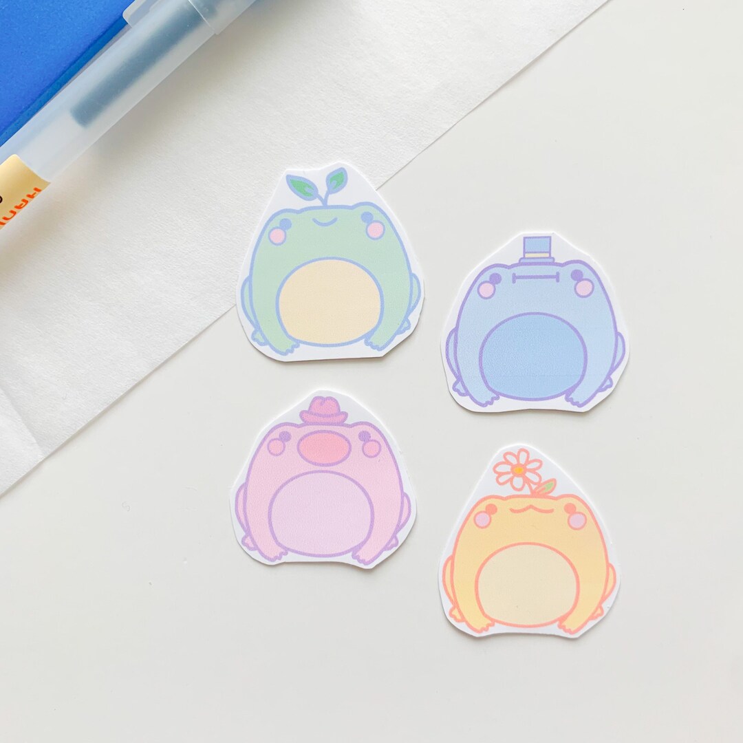 WATERPROOF! Chonky Frog Stickers / Pastel, Kawaii, Adorable Frog ...