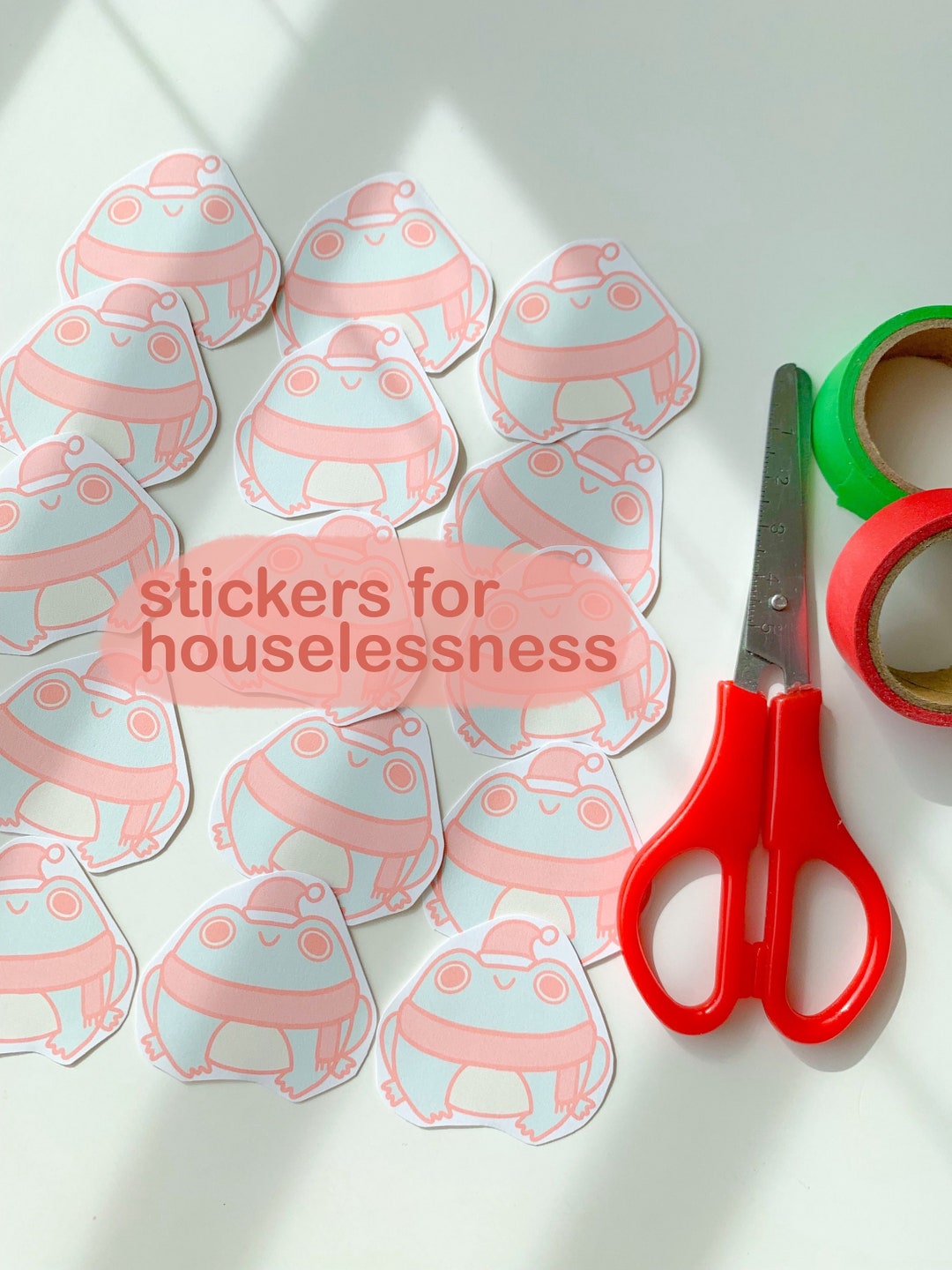 Frogs for Homelessness / Cute Holiday Stickers / Christmas Frogs ...