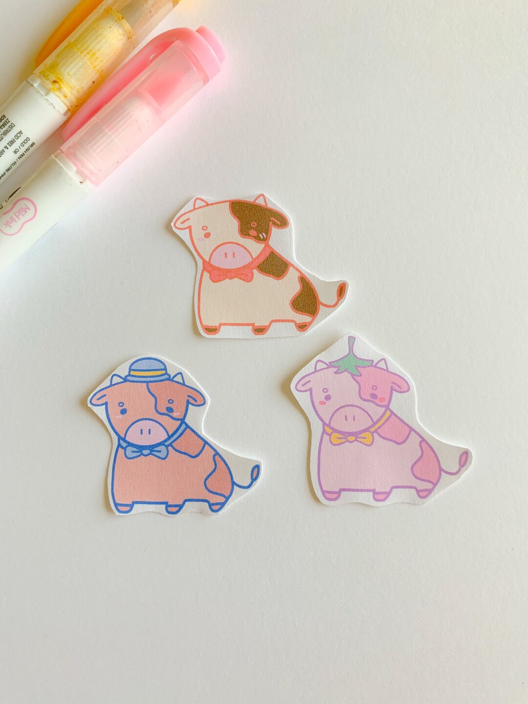 Cute Cow Stickers / Pastel, Kawaii, Adorable Cow Sticker Pack for ...