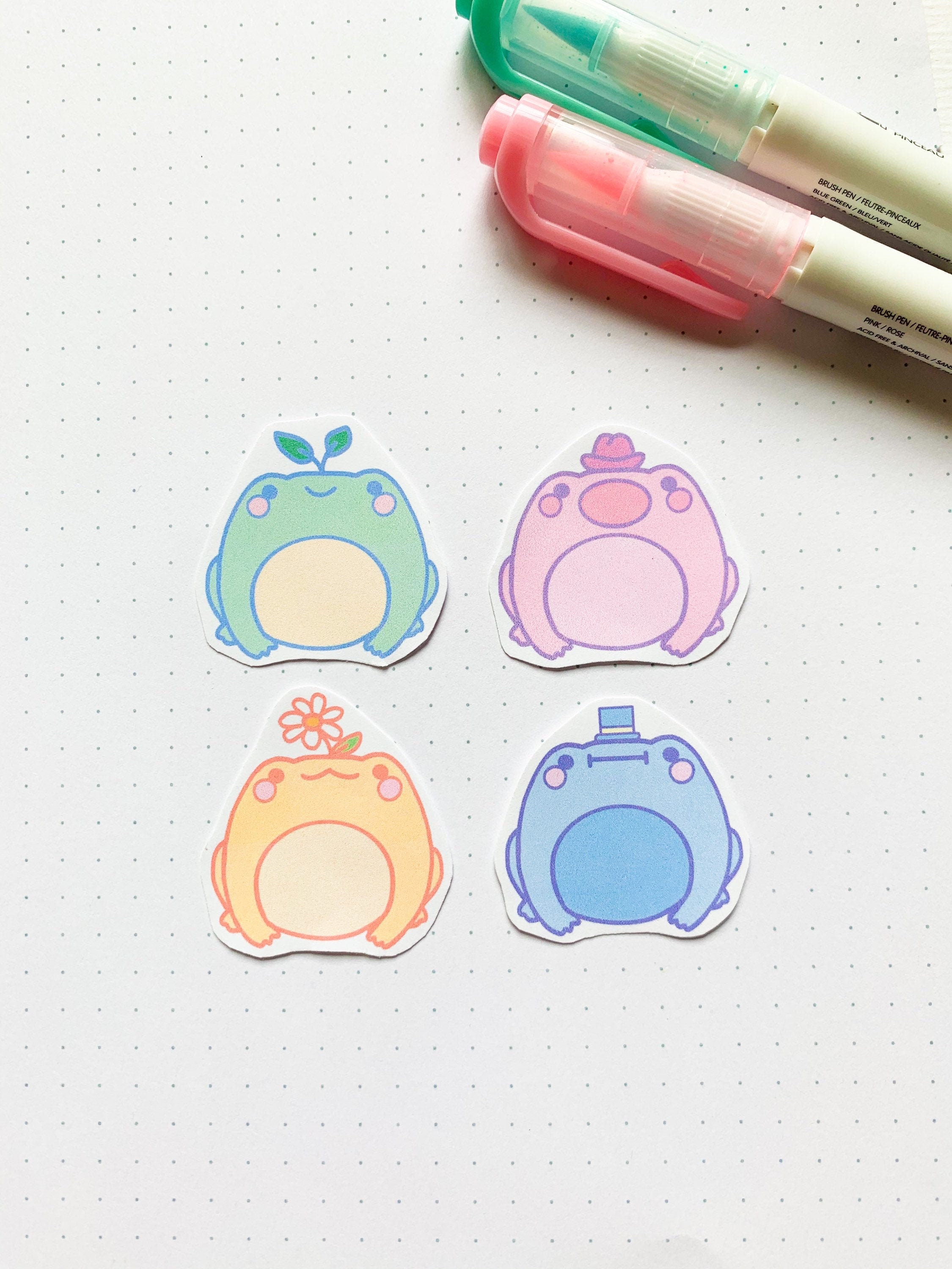 Chonky frog stickers / pastel kawaii adorable frog sticker | Etsy
