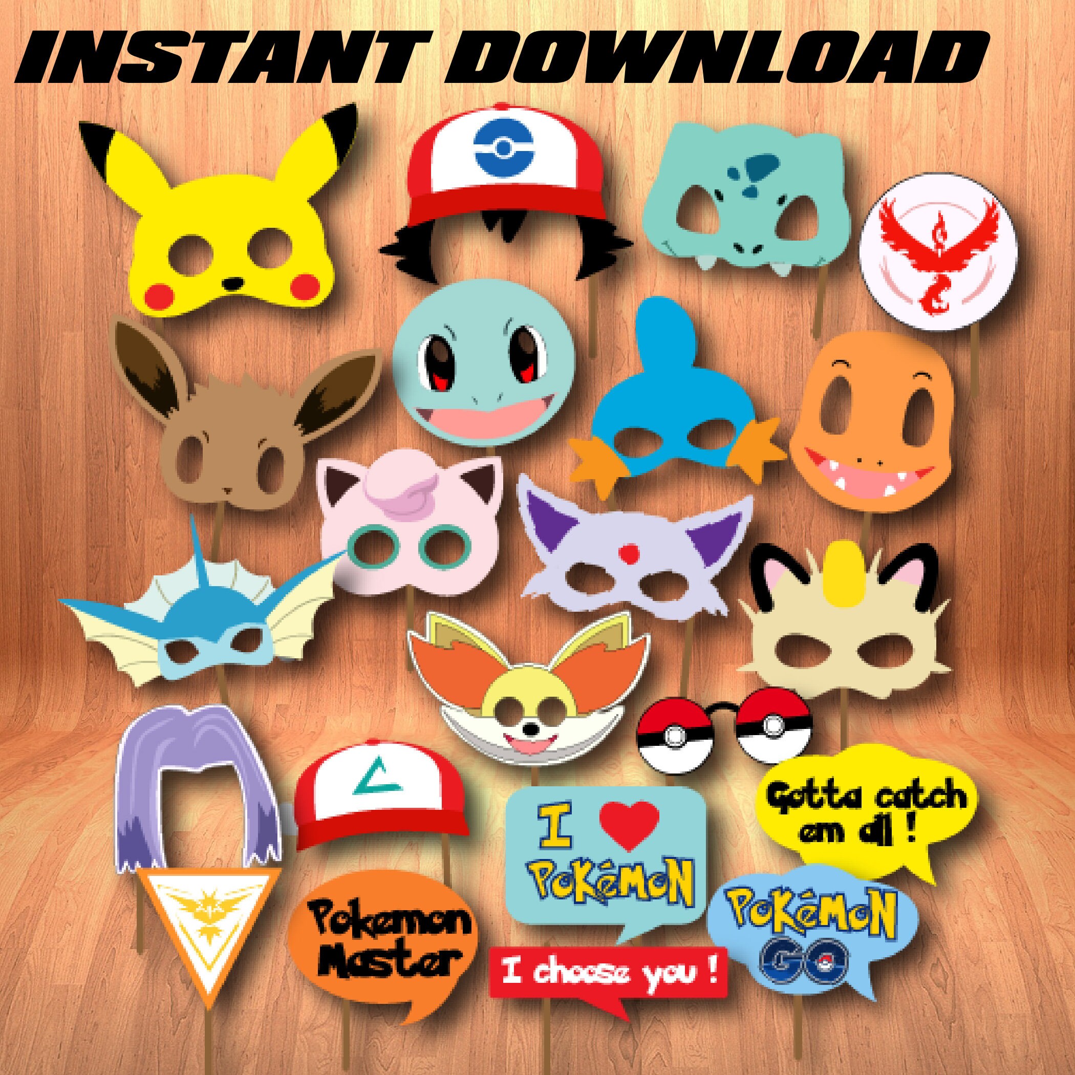 Pokemon Photo Booth Props Pokemon Props Pokemon Birthday | Etsy