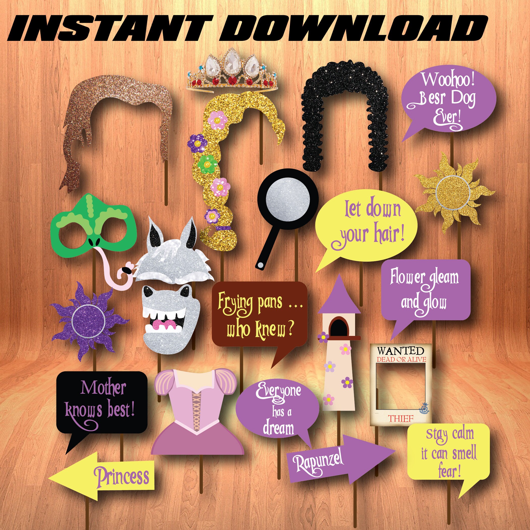 Tangled Photo Booth Props Tangled Props Tangled Birthday | Etsy