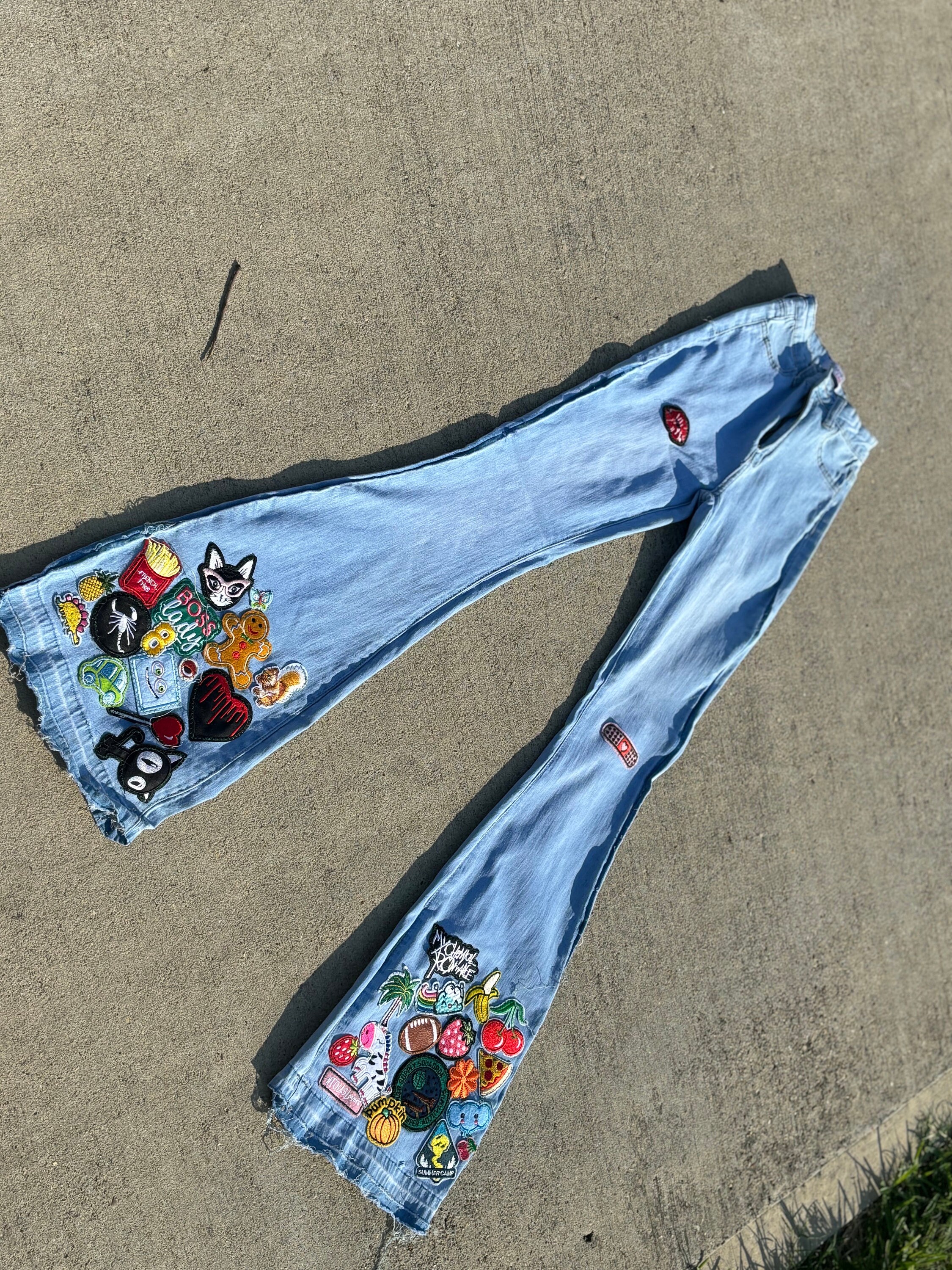 Patchwork Bell Bottom Denim - Etsy