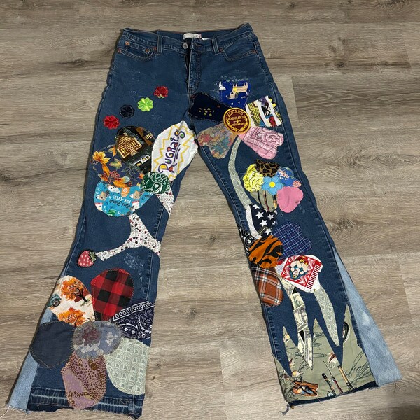 Patchwork Jeans - Etsy
