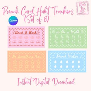 Punch Card Habit Trackers Set of 8 | Instant Digital Download | Reward ...