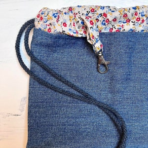 Denim Drawstring Backpack UNIQUE Purse Sports Bag, Back to School ...