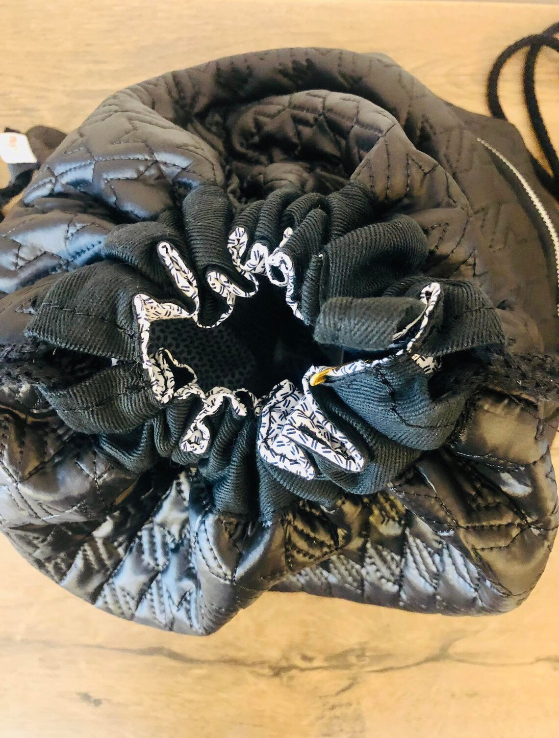 Black Quilted Backpack Sack Fluffy - Etsy