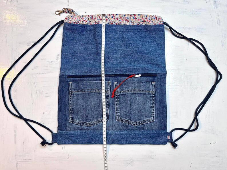 Denim Drawstring Backpack UNIQUE Purse Sports Bag, Back to School ...