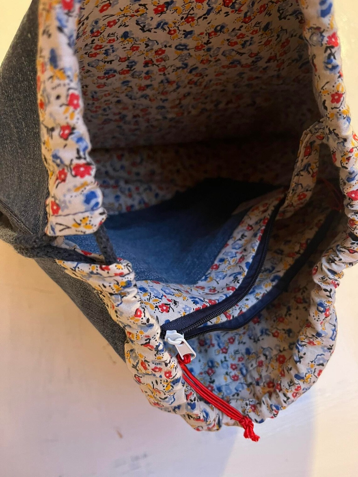 Denim Drawstring Backpack UNIQUE Purse Sports Bag Back to - Etsy