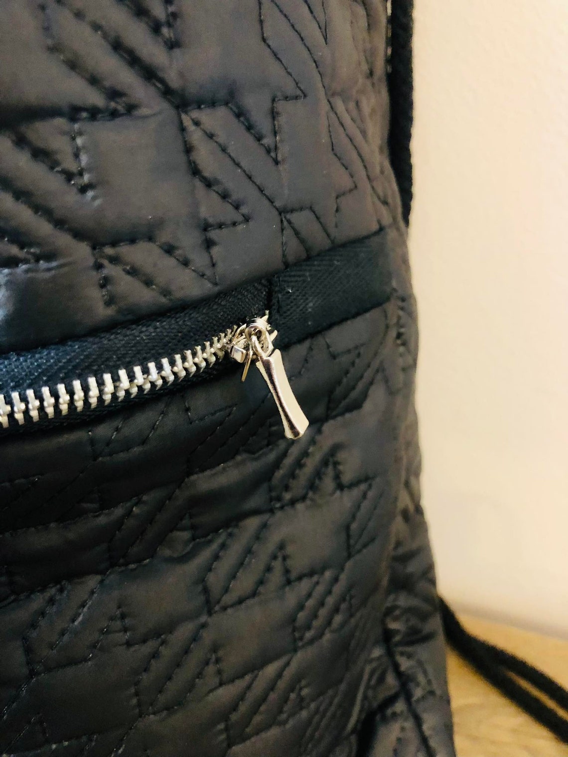 Black Quilted Backpack Sack Fluffy - Etsy