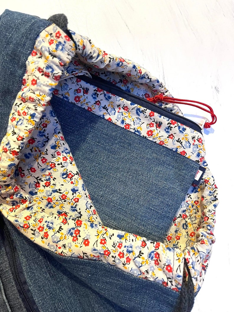 Denim Drawstring Backpack UNIQUE Purse Sports Bag, Back to School, Accessories Women - Etsy