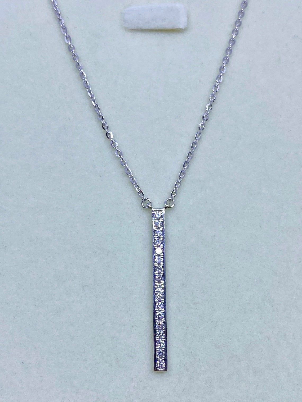 Vertical Bar Diamond Necklace 14 Kt Solid Gold Diamond Etsy