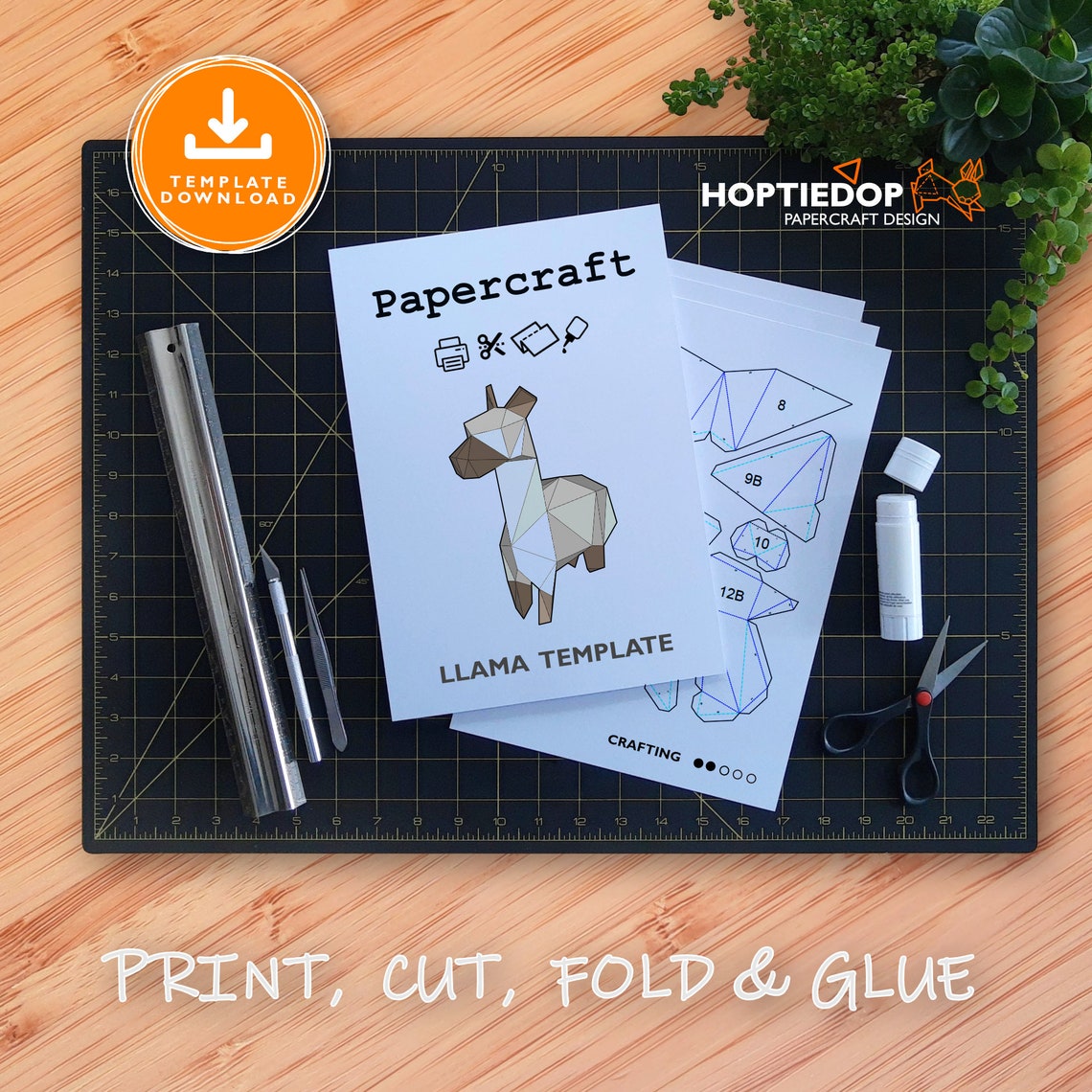 Papercraft 3D Llama Template, Printable Paper Toy Decor for on the Desk ...