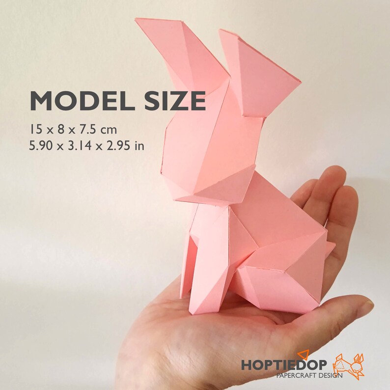 Papercraft Bunny, Printable 3D Rabbit, DIY Gift for Easter, Cute ...