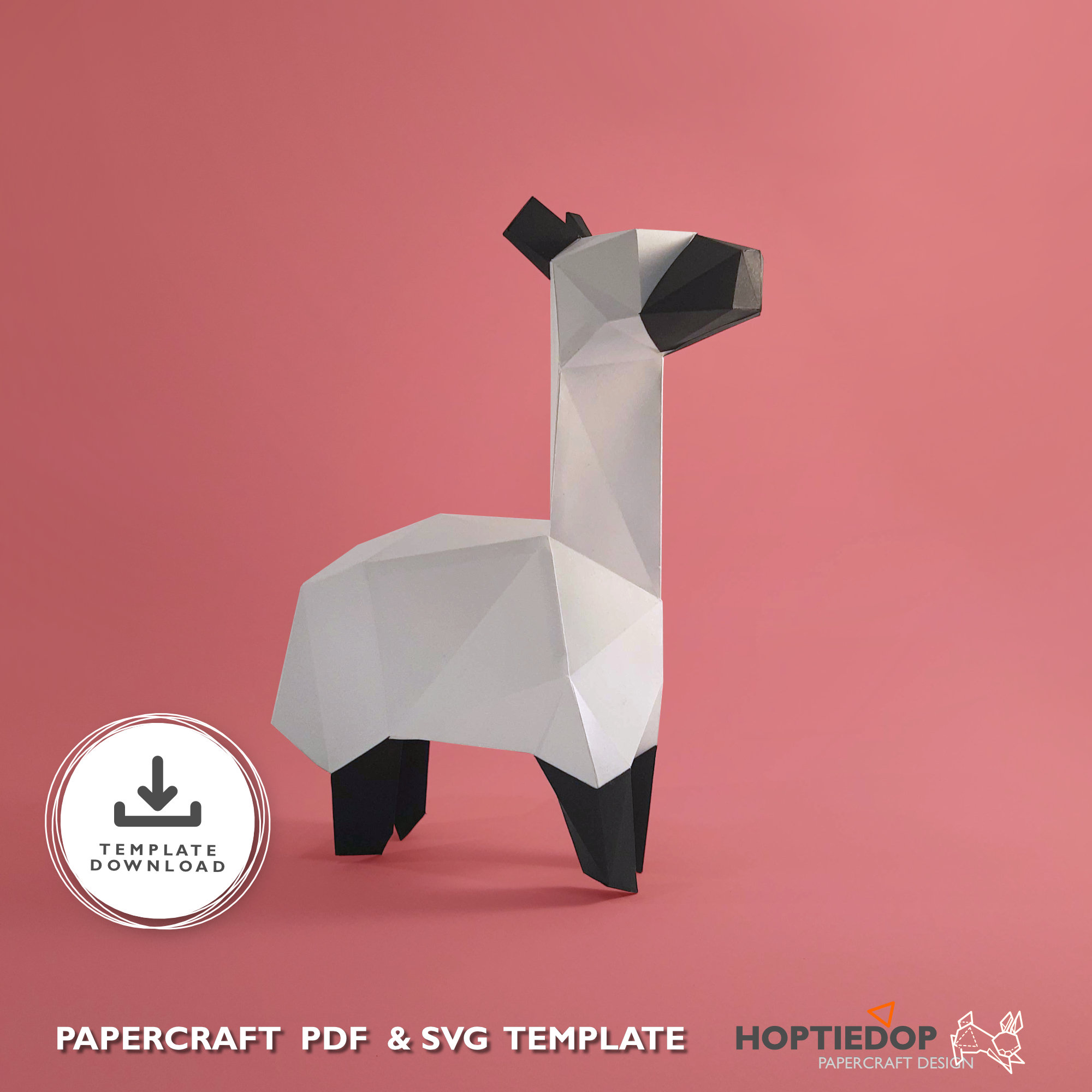 Papercraft 3D Llama Template, Printable Paper Toy Decor for on the Desk ...