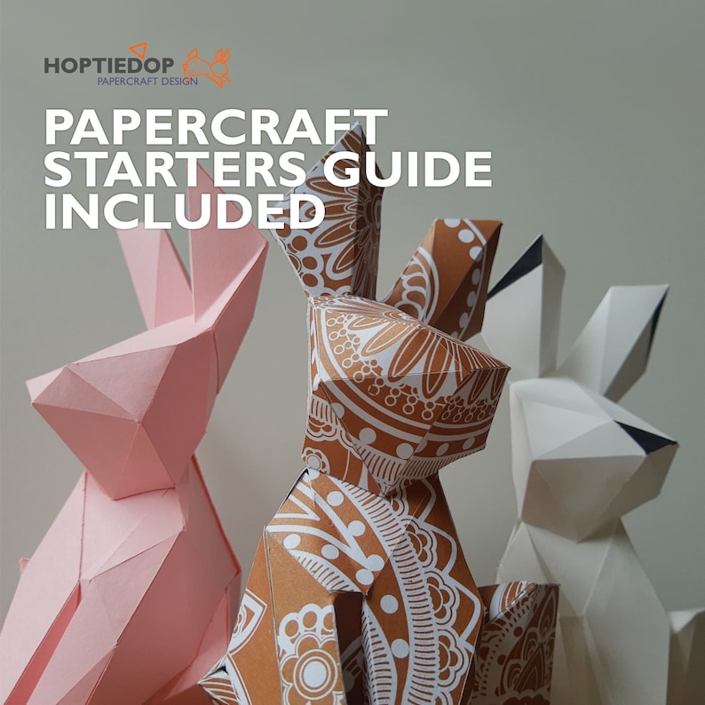 Papercraft Bunny, Printable 3D Rabbit, DIY Gift for Easter, Cute ...