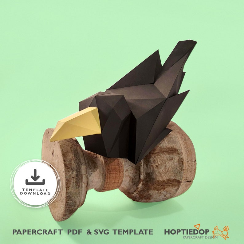 3D Papercraft Raven Template, Paper Bird Model for Halloween Indoor ...