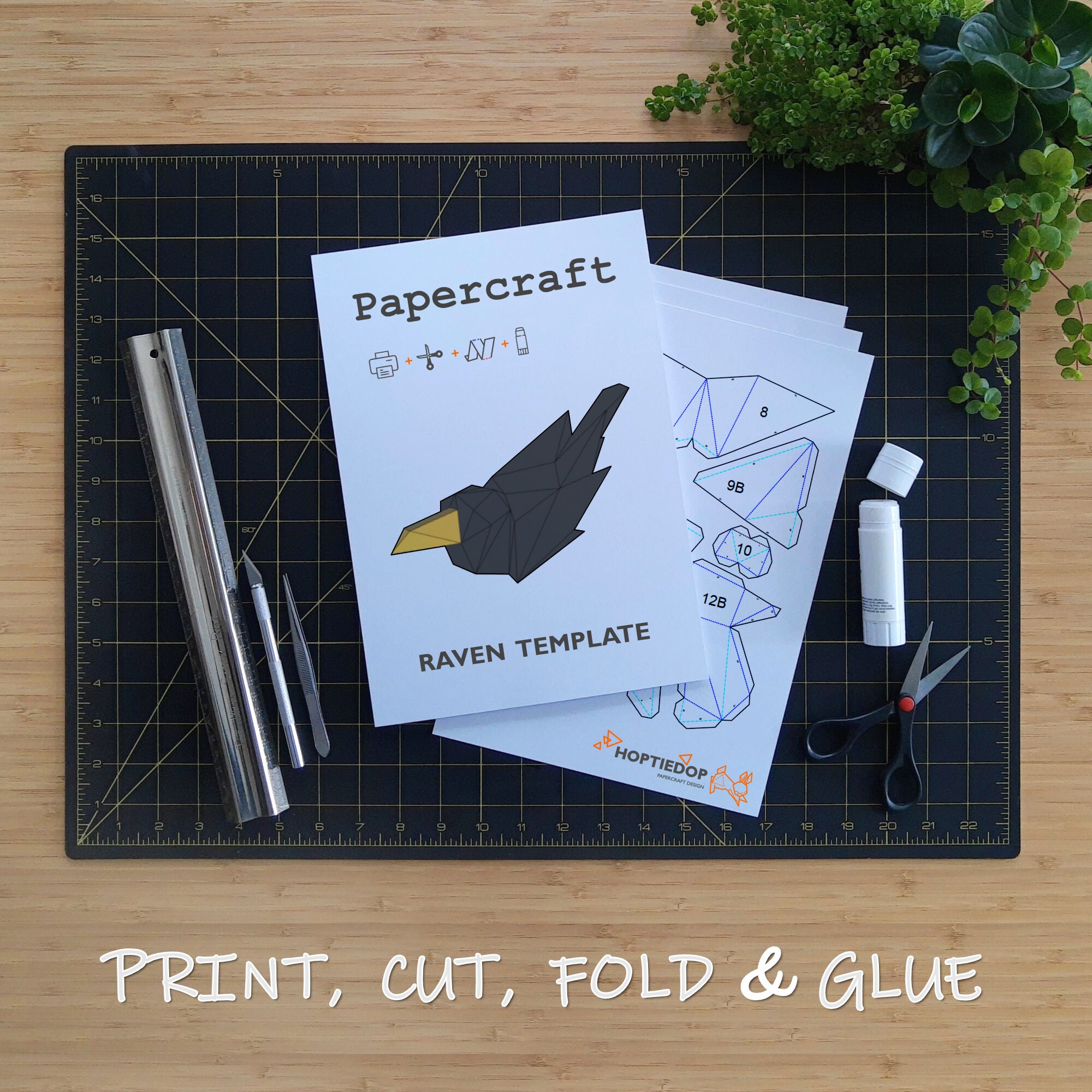 3D Papercraft Raven Template Paper Bird Model for Halloween | Etsy