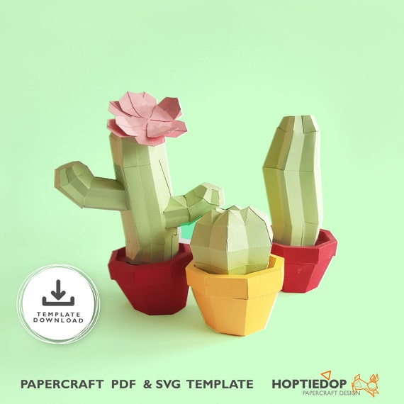 Papercraft 3D Cactus Bundle Template DIY Fake Plants Craft - Etsy