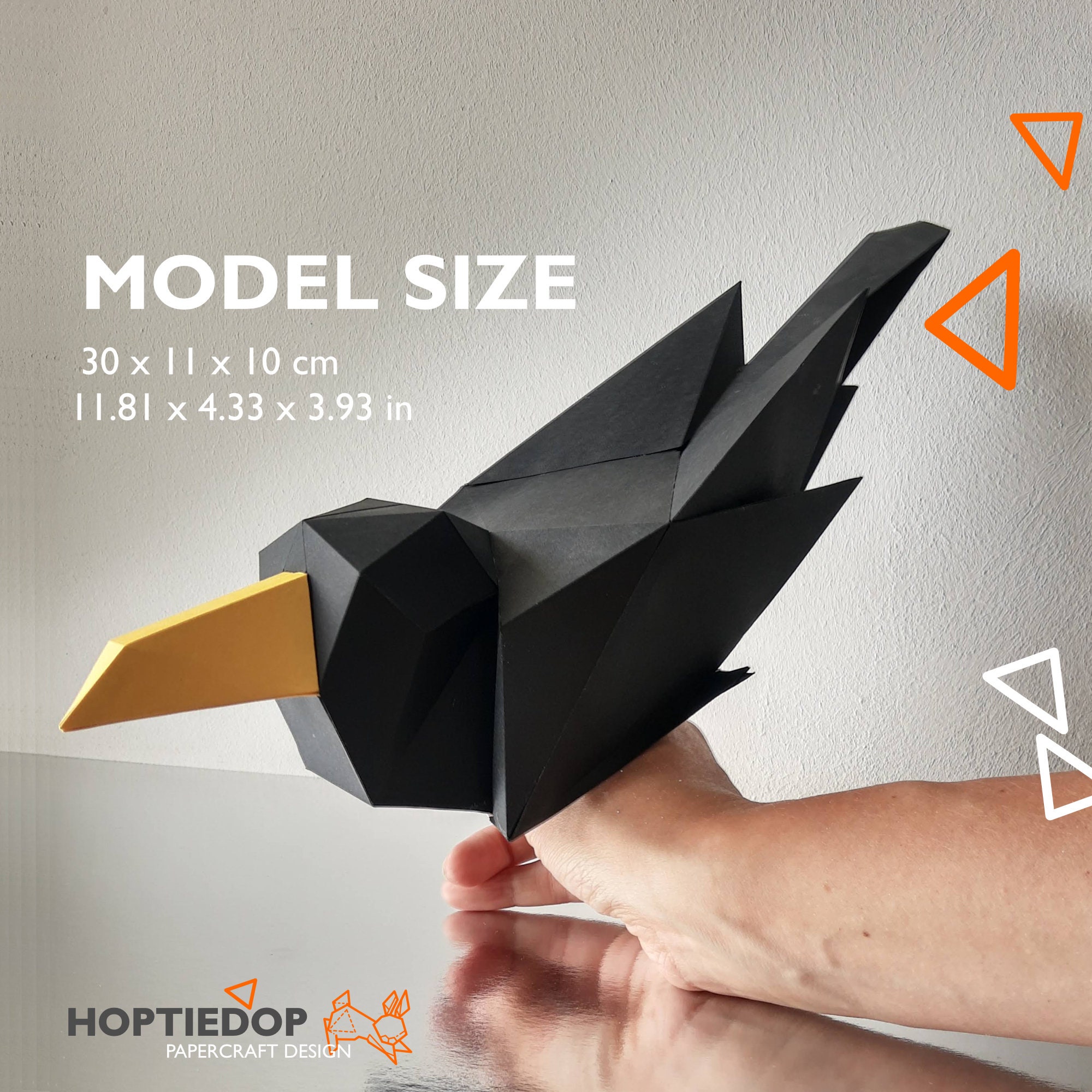 3D Papercraft Raven Template, Paper Bird Model for Halloween Indoor ...