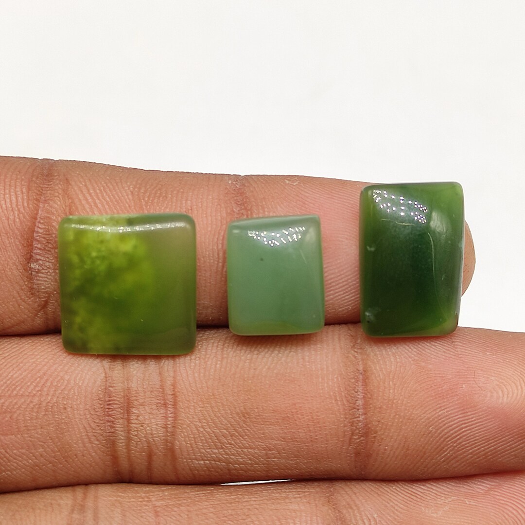 Rectangle Shape Serpentine Stone 35ct 4pcs Natural Green Serpentine ...